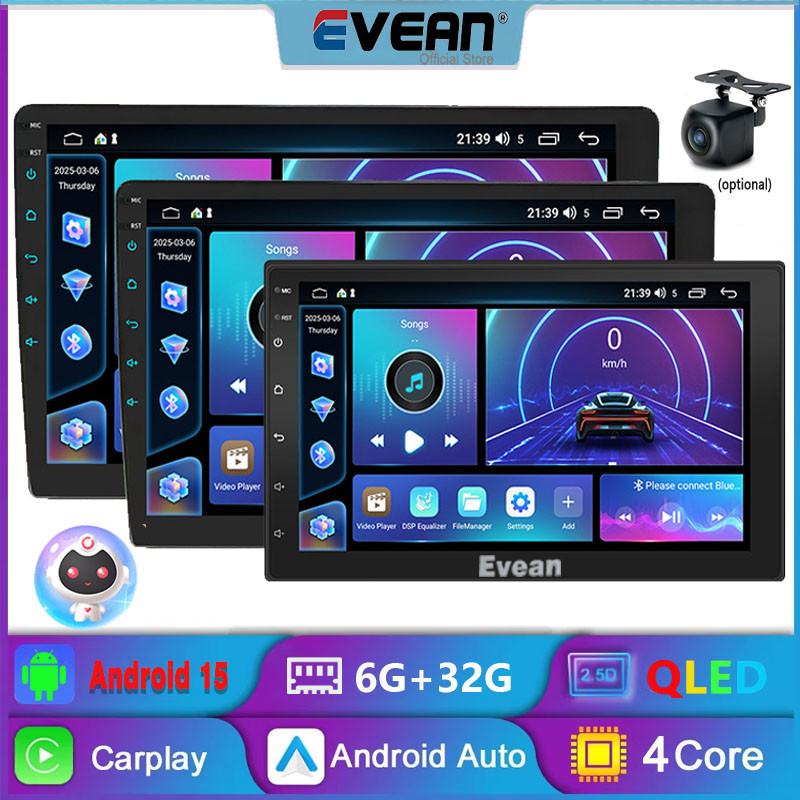 [Ai Voice Control]Evean Android 15 Car Stereo Android Player Quad Core Head Unit 7"/9"/10.1 ...