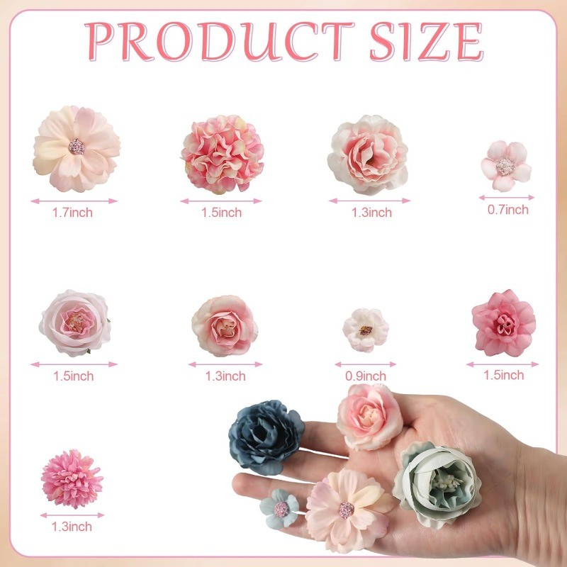 20/50Pcs Mixed Color Faux Flower Heads Mini Artificial Flower Heads ...