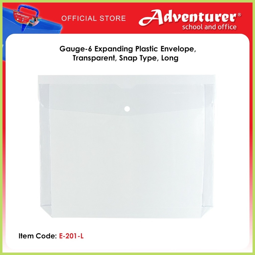 ℋ Ѻ Ⅺ Adventurer Gauge-6 Expanding Plastic Envelope, Transparent, Snap ...
