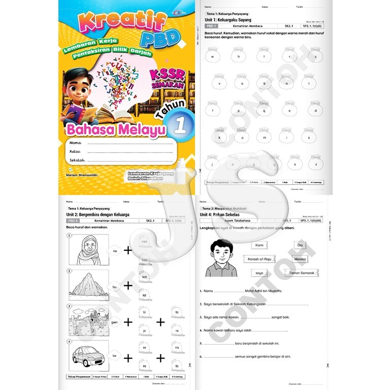 CREATIVE PBD YEAR 1 2 3 WORKSHEETS FOR TRANSLUCTION THINGS KSSR REVIEW ...