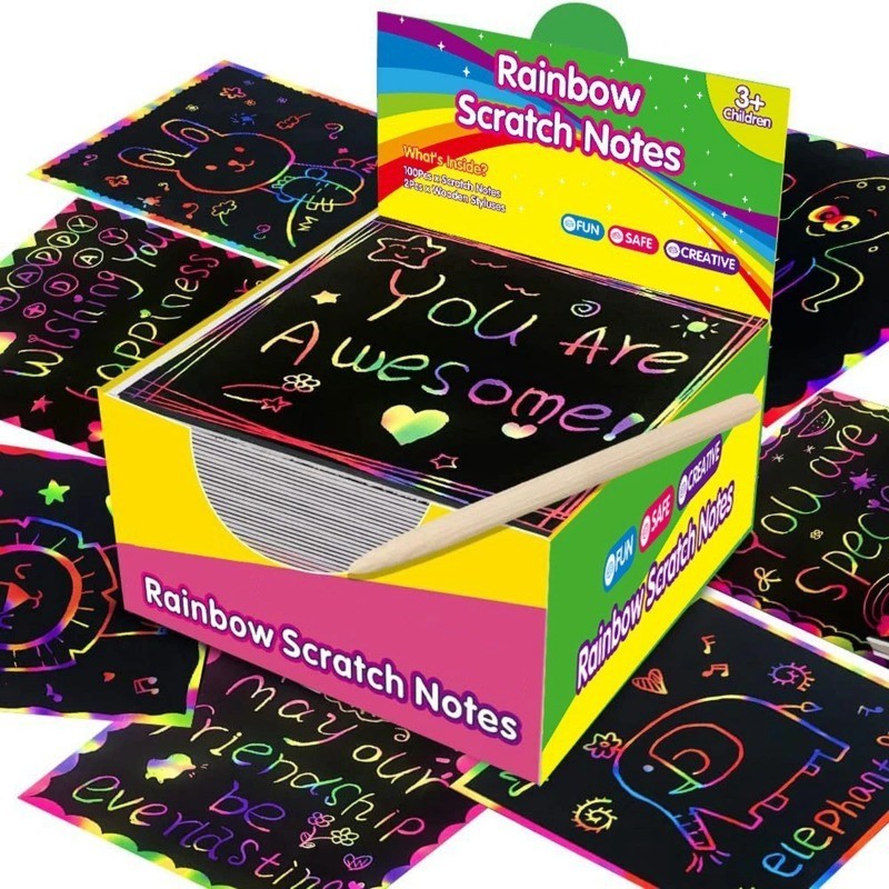100 Sheets Of Scratch-off Paper Box With Bamboo Pens For Colorful ...