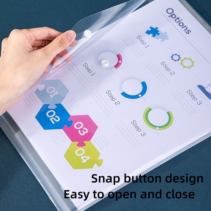 A4 File Bag Transparent Plastic Thickened Large Capacity Snap Button ...
