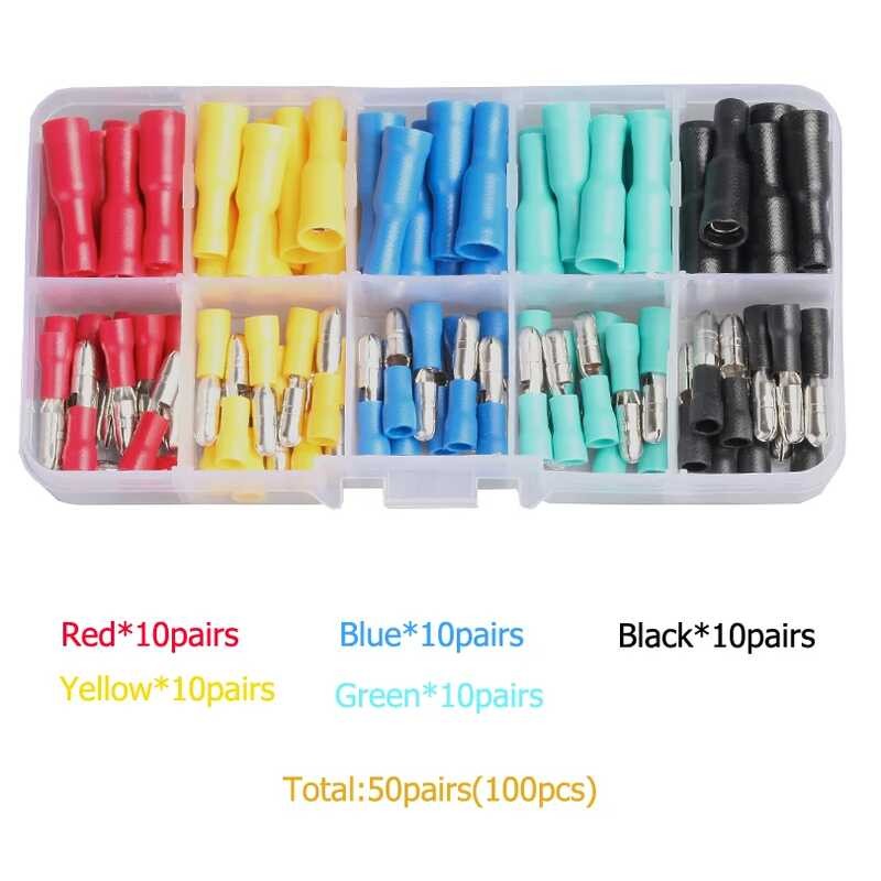 Wire Automotive Connector Set, Female and Male Crimp, Bullet Terminal ...