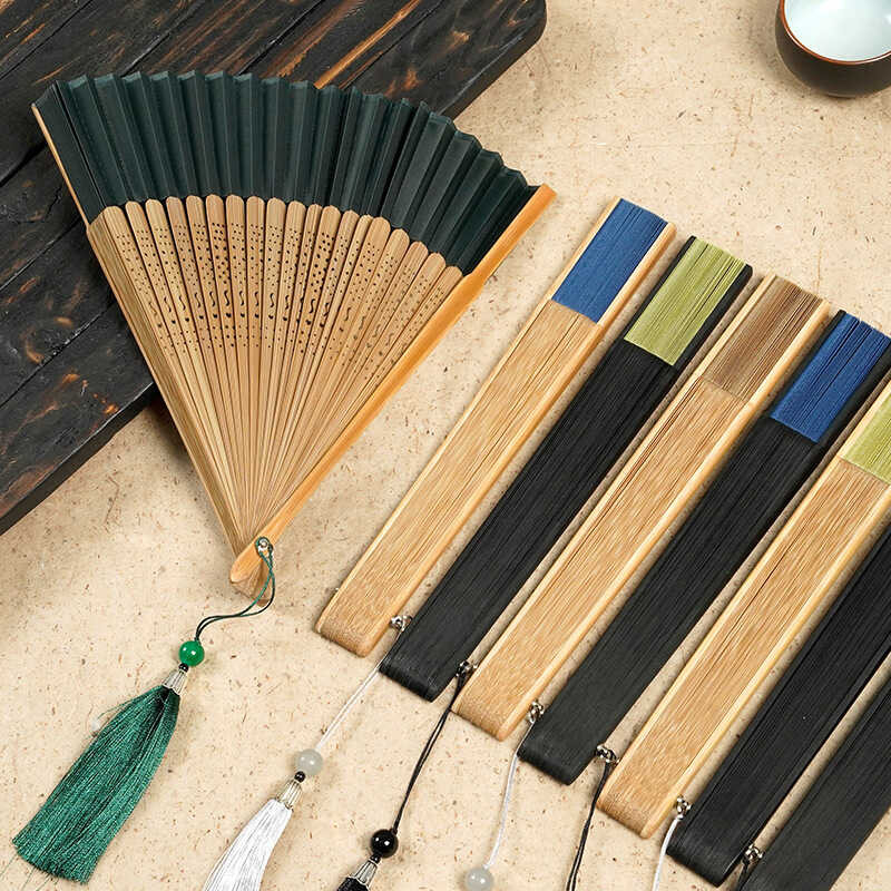 Folding Bamboo Chinese StyleFan Classical Carving Craft Fans Portable ...