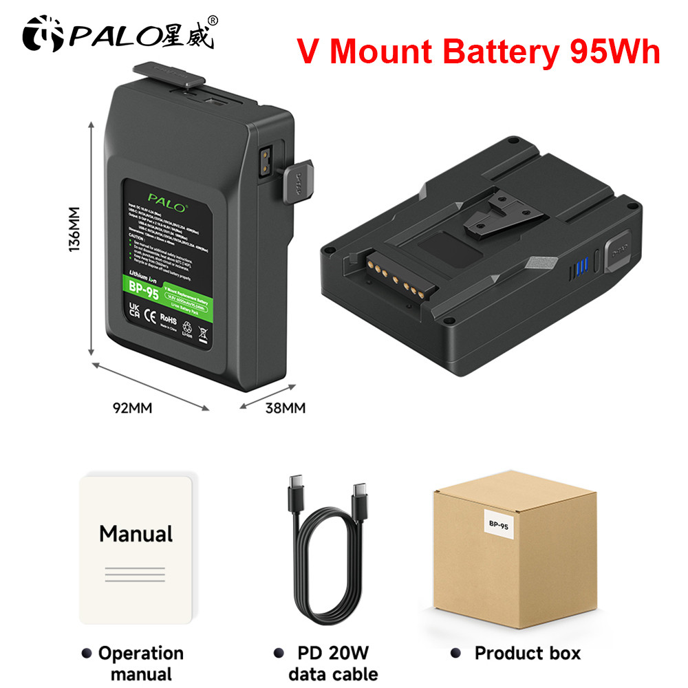 PALO Mini Mount Battery 95Wh Bp-95 V Lock Batteries With Pd20w Fast ...