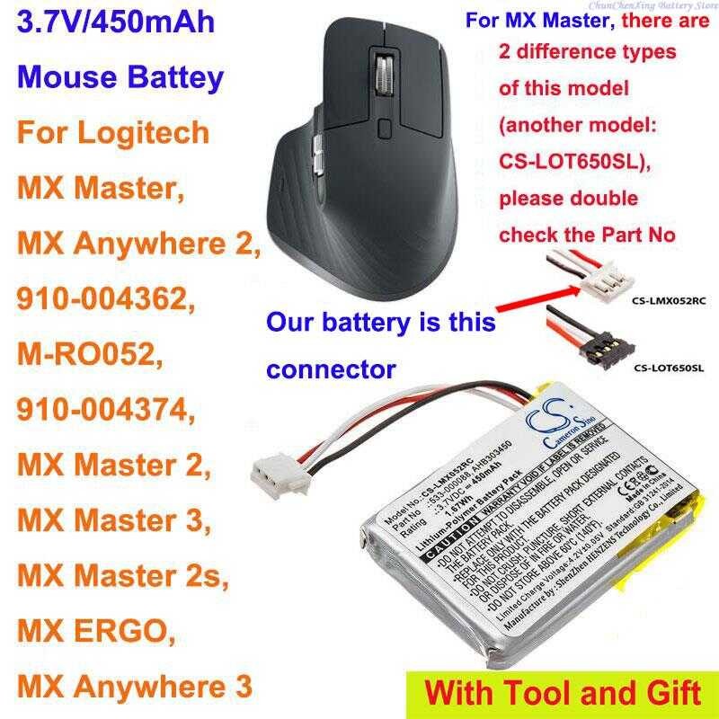 Battery 450Mah For Logitech M-Ro052, Master, 2, 2S, MX Master 3,Mx ...