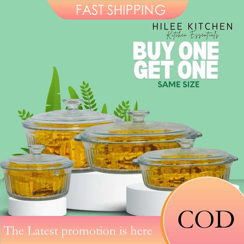 B1t1 Hilee Clear Glass Oval Casserole Dish W/Lid & Round Mi Bowl Zsj-29 ...