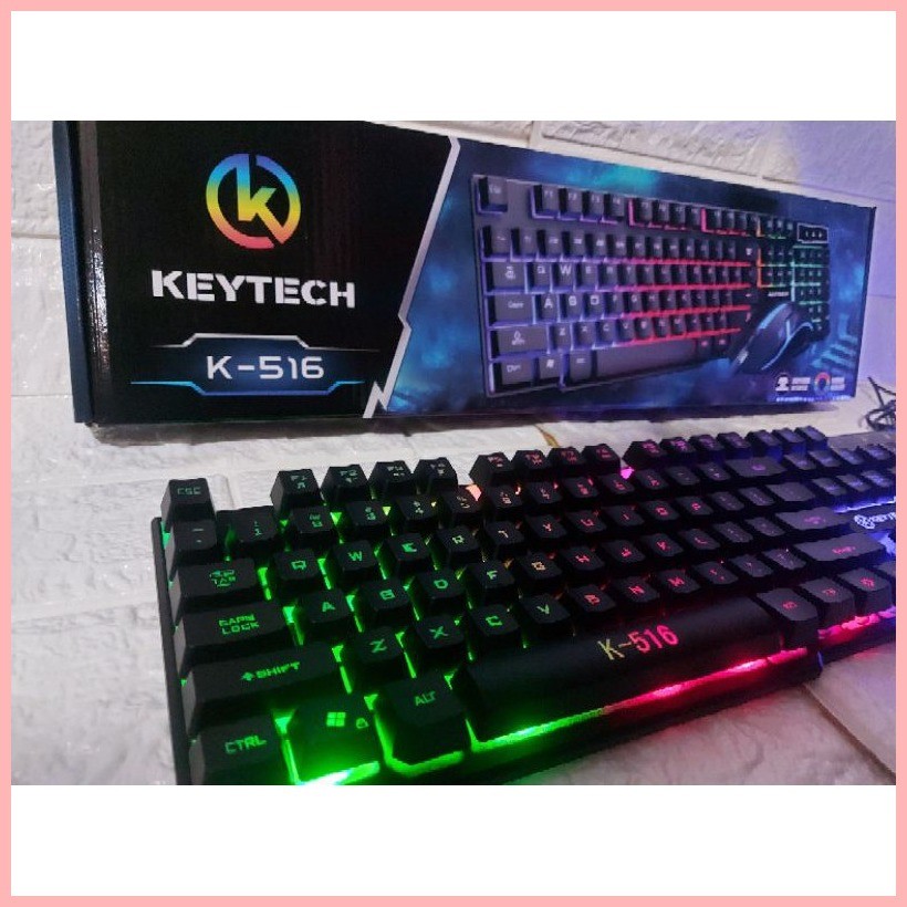 Bundle Keyboard and mouse with LED Keytech K516 ♒ | Shopee Philippines