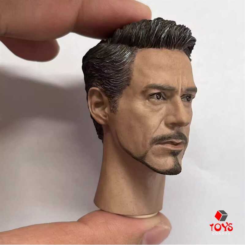 1/6 Scale Tony Robert Downey Jr. Head Sculpt Carving With Neck Fit 12'' Male Soldier Action ...