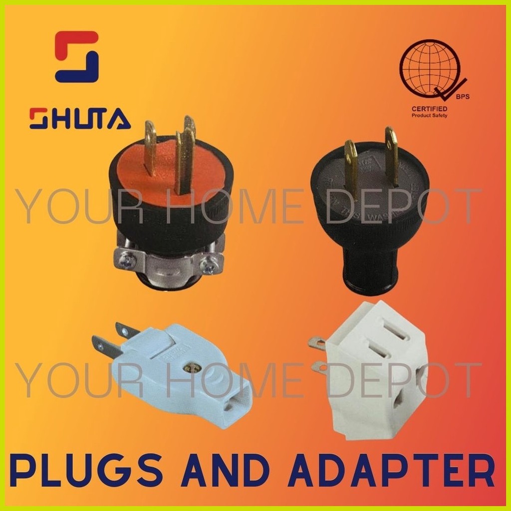 ∝ ∫ Plugs and Adapter Plain, Rubber and Rubber with Ground Heavy Duty SHUTA | Shopee Philippines