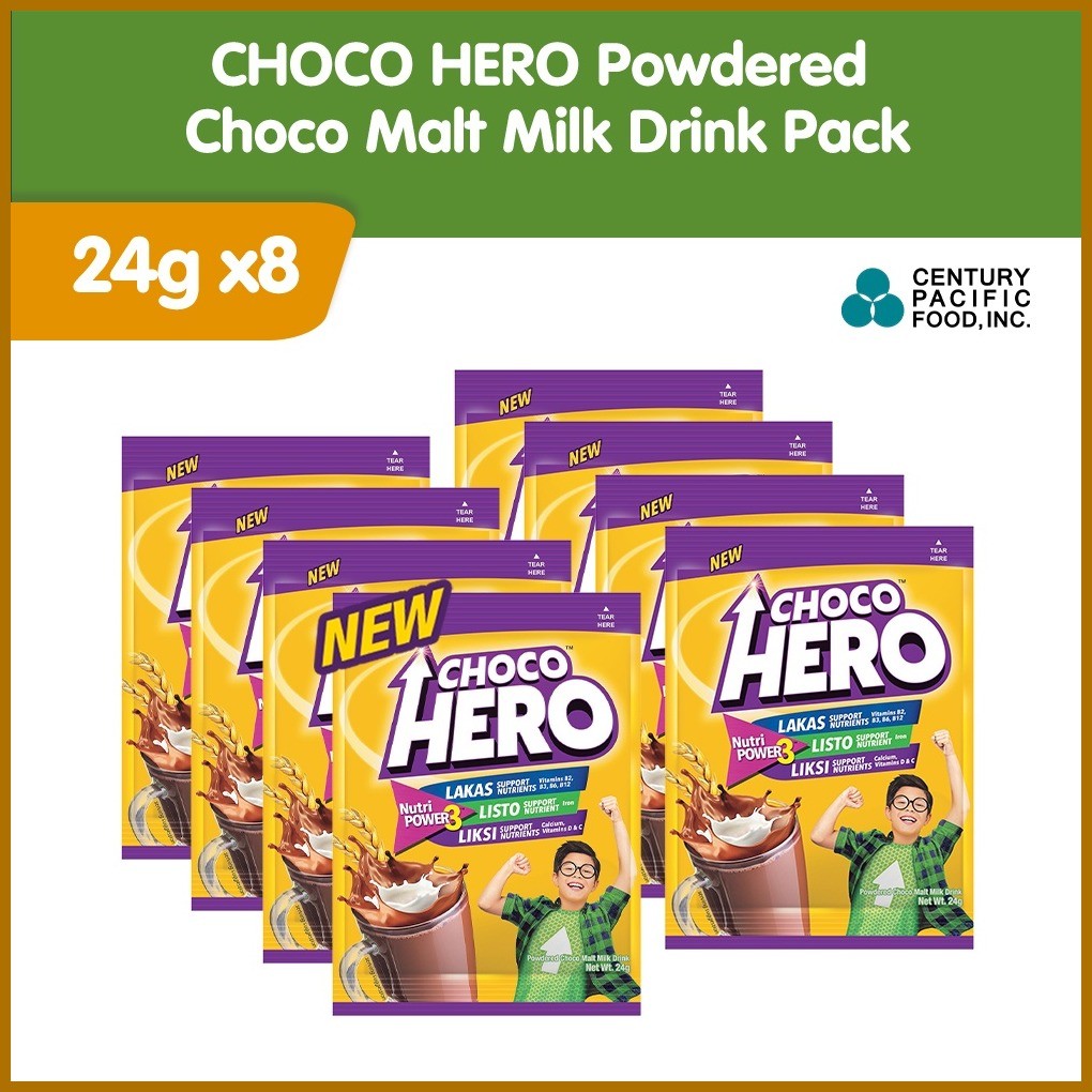 CHOCO HERO Powdered Choco Malt Milk Drink 24g x8 | Shopee Philippines