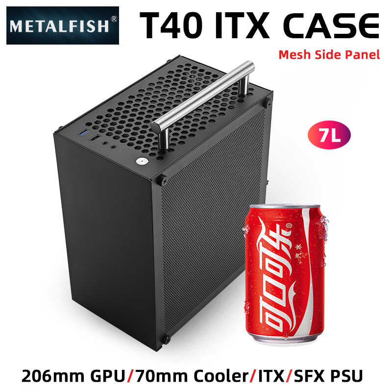 T40 METALFISH Mini ITX Black Case 7L Gaming Computer Chassis Compact ...