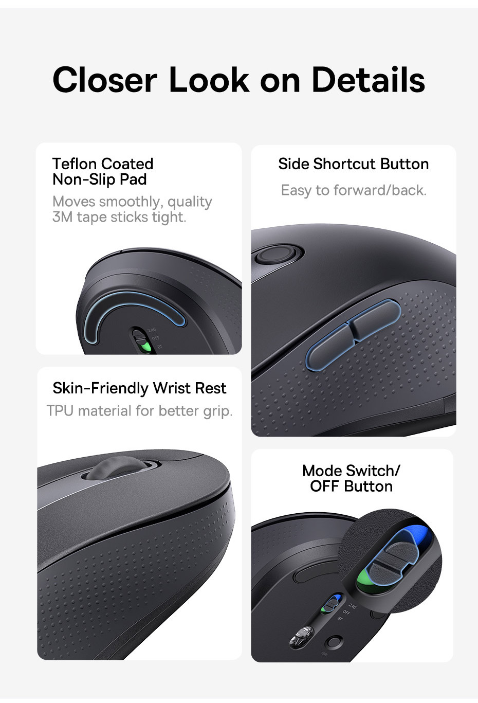 Baseus F02 Ergonomic Wireless Mouse Bluetooth 5.2（without Battery ...