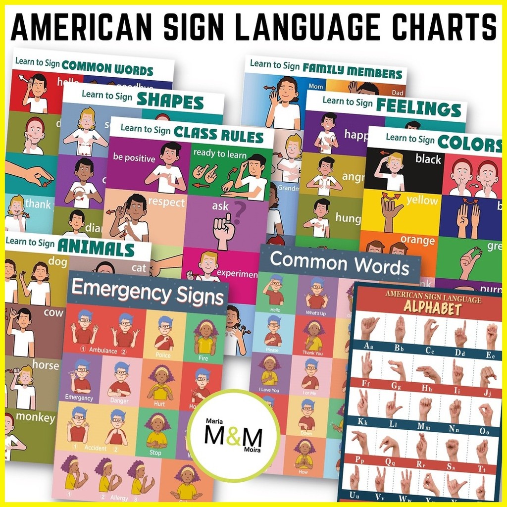 American Sign Language Charts ASL Posters | A4 Size & Laminated ...