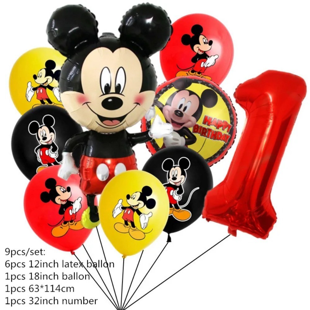 Mickey Balloon Set Red Number Foil Balloon Boy Birthday Party ...