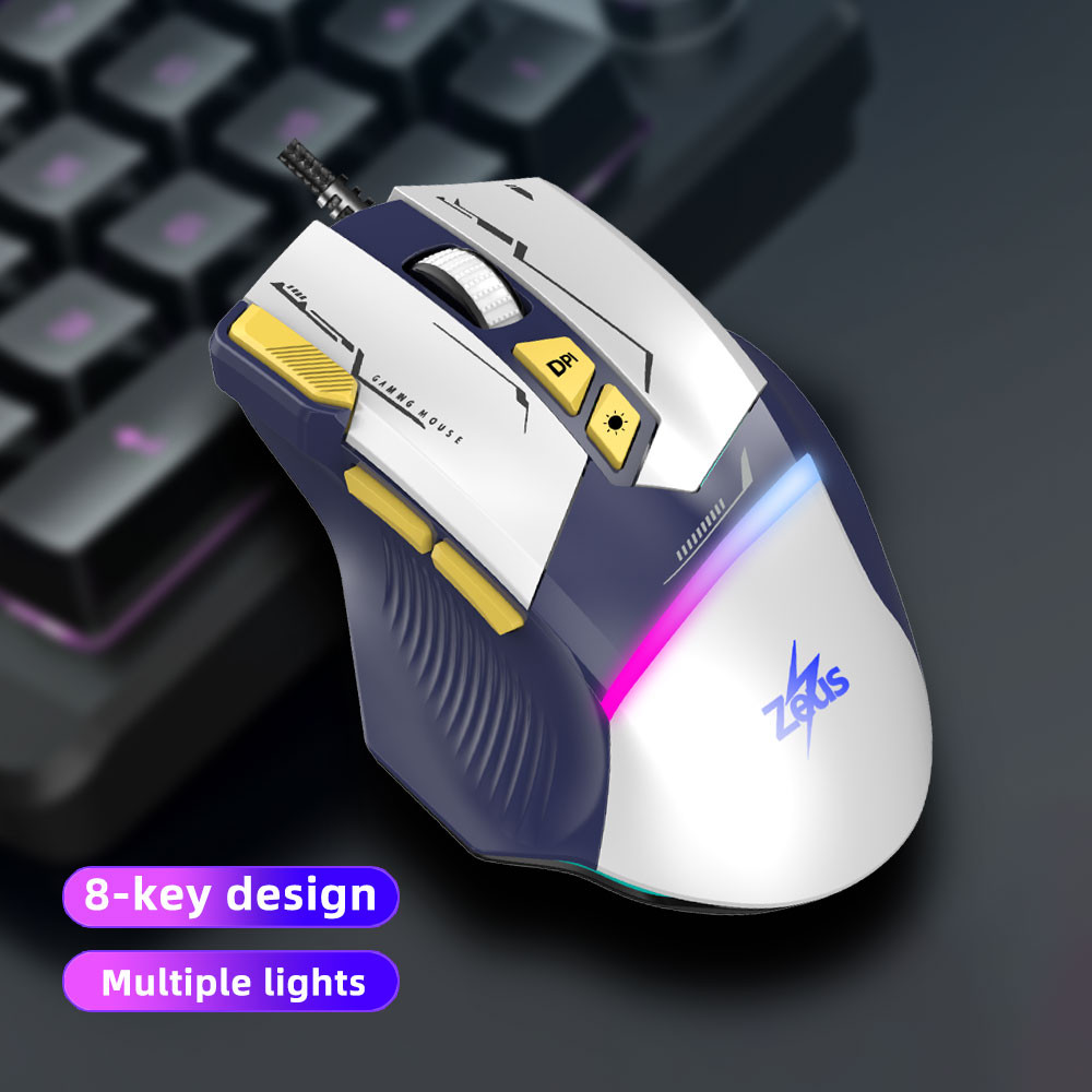 Zeus M12 Pro Gaming Mouse Wired 7200dpi RGB Backlight Optical Mice 8 ...