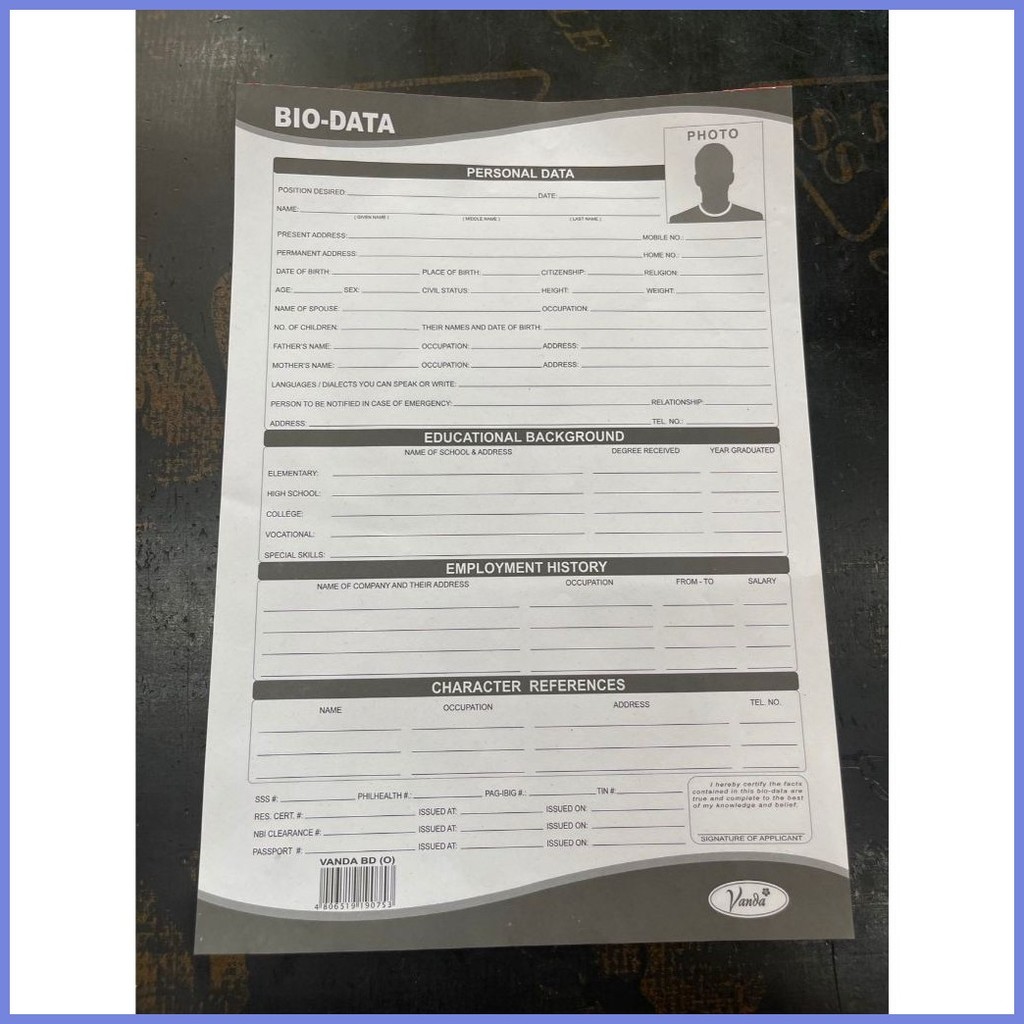 BIO-Data/personal data sold 30pcs &100pcs | Shopee Philippines