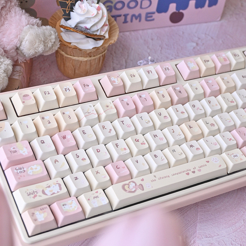 PBT Keycap Cherry Karami Personality Pink Theme Full Five-Sided ...