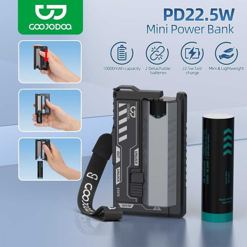 GOOJODOQ 22.5W 10000Mah Portable Pow Two Batteries Mecha Style ...