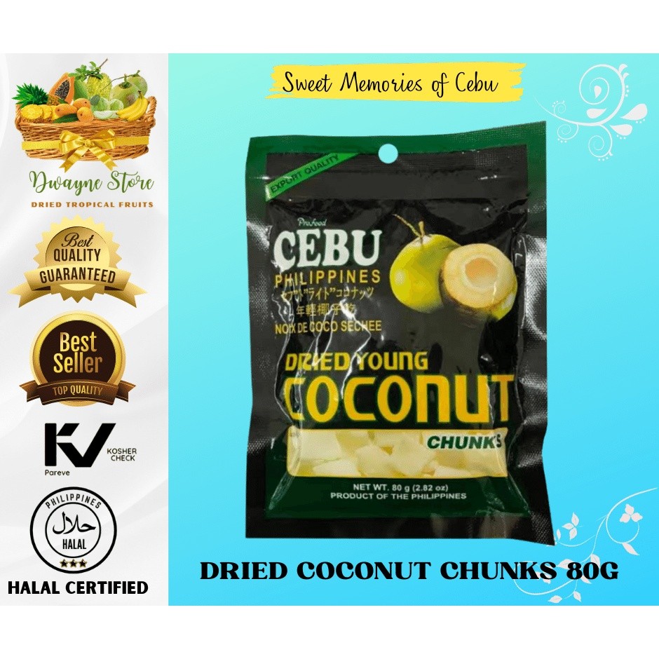 Cebu Brand Dried Young Coconut Chunks 80g | Shopee Philippines