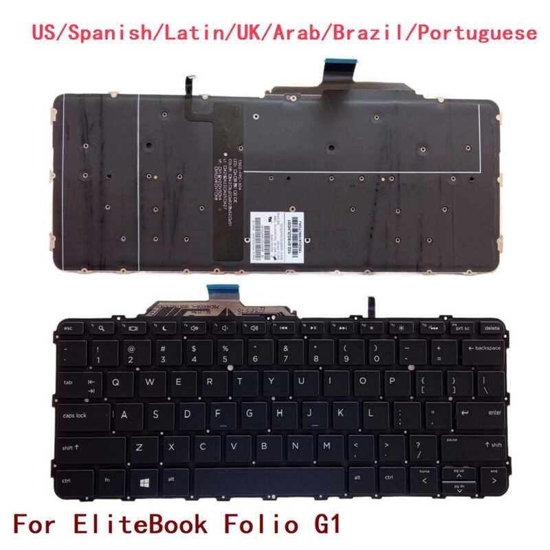 US New Spanish Latin UK Arab Brazil Portuguese Laptop Backlit Keyboard ...