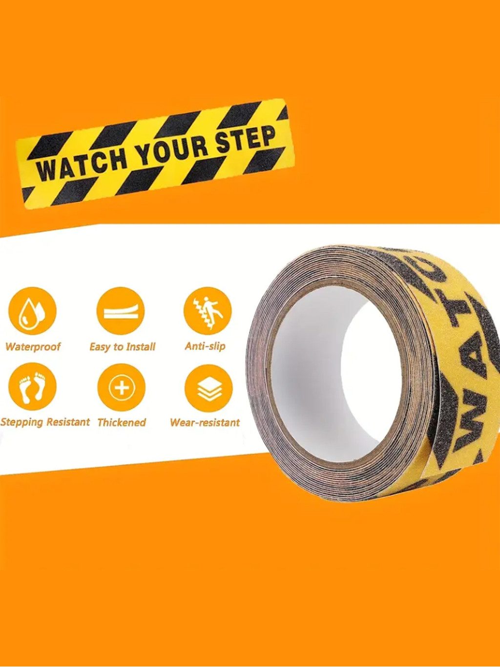 Watch Your Step Floor Signs Anti-Slip Safety Roll Grip Strip Adhesive ...