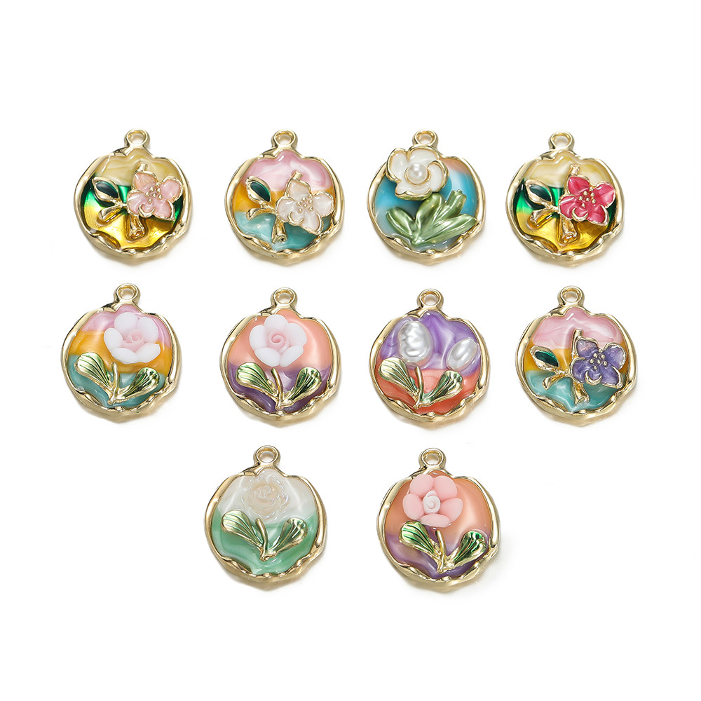 St. kunkks Alloy Epoxy Flower Pendant New Style Fashion Retro Charm ...
