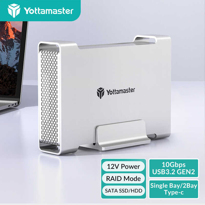 Drive Yottamaster 2.5" 3.5" SATA HDD SSD Enclosure with 32TB Max & 0/1 ...