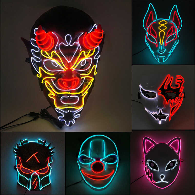 Halloween Cosplay Party Luminous Light up Led EL Neon Glowing Anime ...