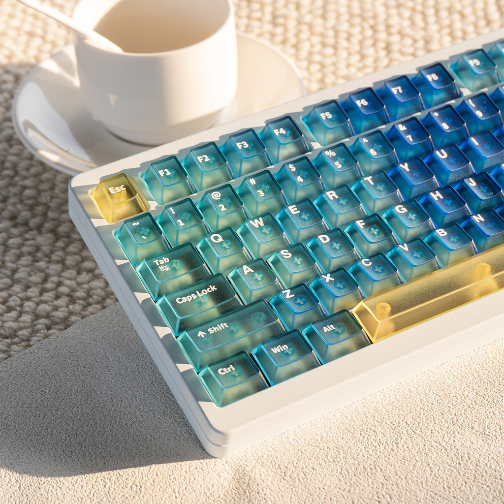 Transparent Foggy Blue Keycaps PC Light Through Cherry Profile keycap ...