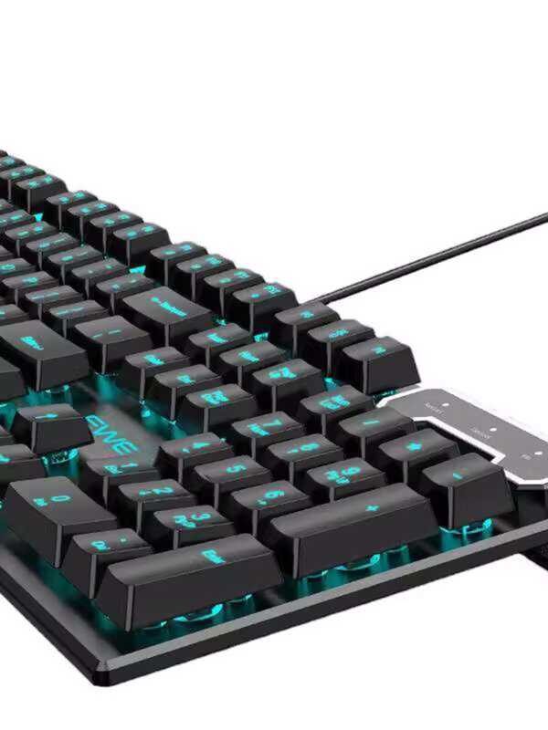 Real Mechanical Tactile Punk Keyboard And Mouse Set, Round Key Wired ...