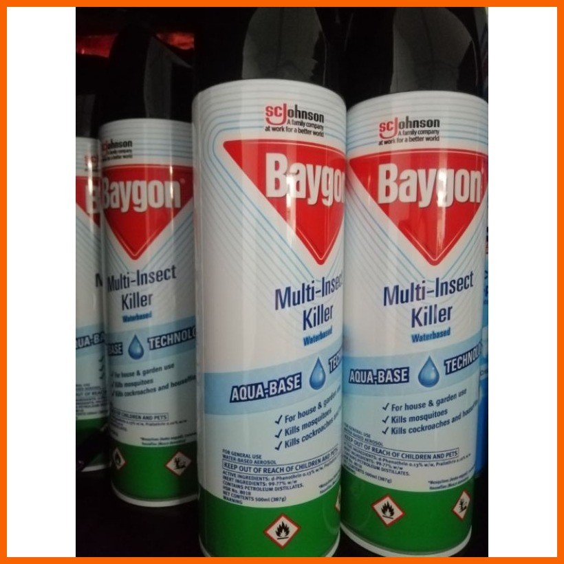 Baygon Mosquito Multi-Insect Killer Aqua-Base technogy 500ml | Shopee ...