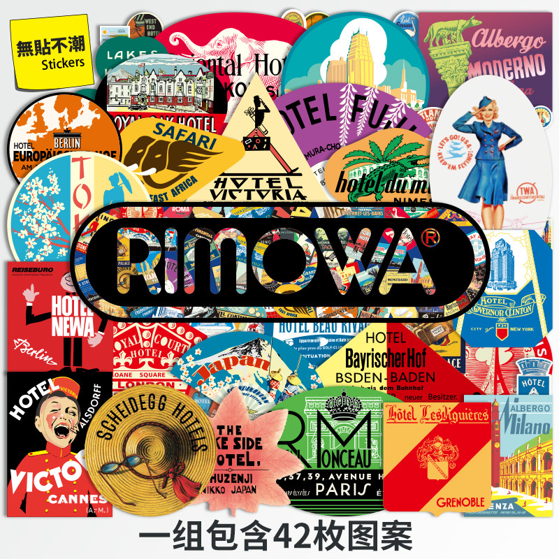 42 Pieces Large Sheet rimowa Luggage Stickers Retro Waterproof Suitcase ...