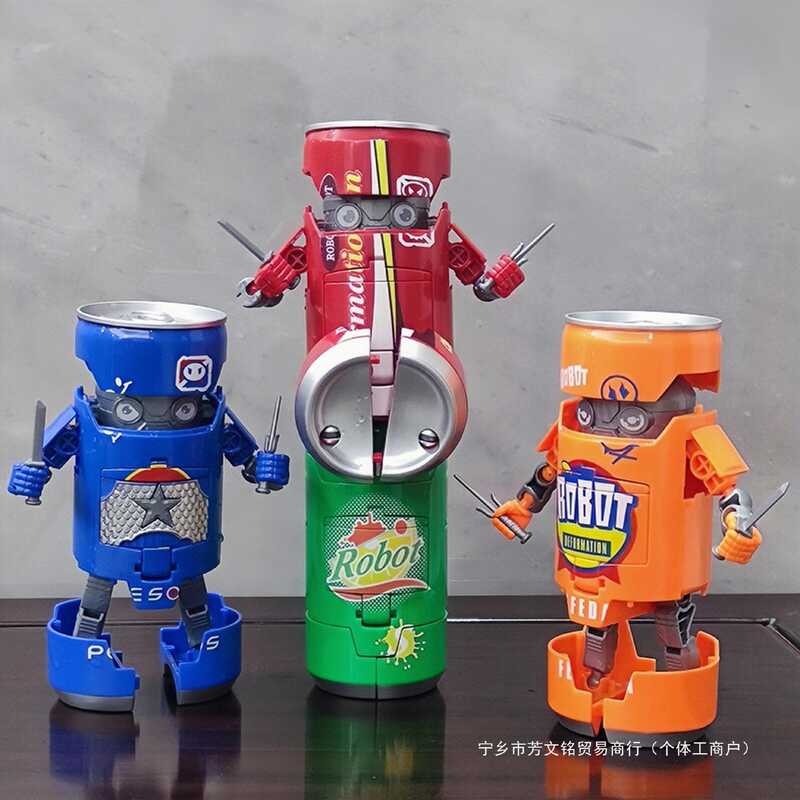 6D Robot 3 Soda Can Play Transformable Drinking Baby Cola Boy Model ...