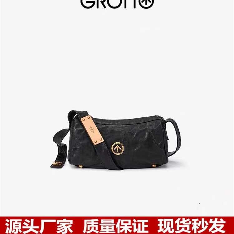 Ea GROTTO Unisex Black Stone Maliit Balikat Malambot Na Katad Crossbody ...