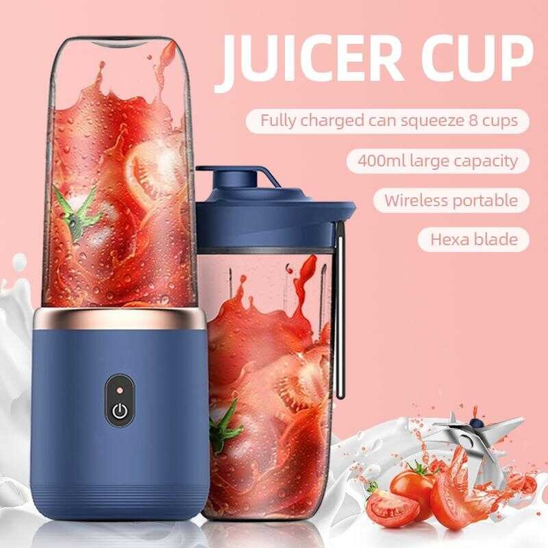 Portable Juicer 2 Cups 6 Blade Juice Mixer Mini Ice Blender Heavy Duty ...