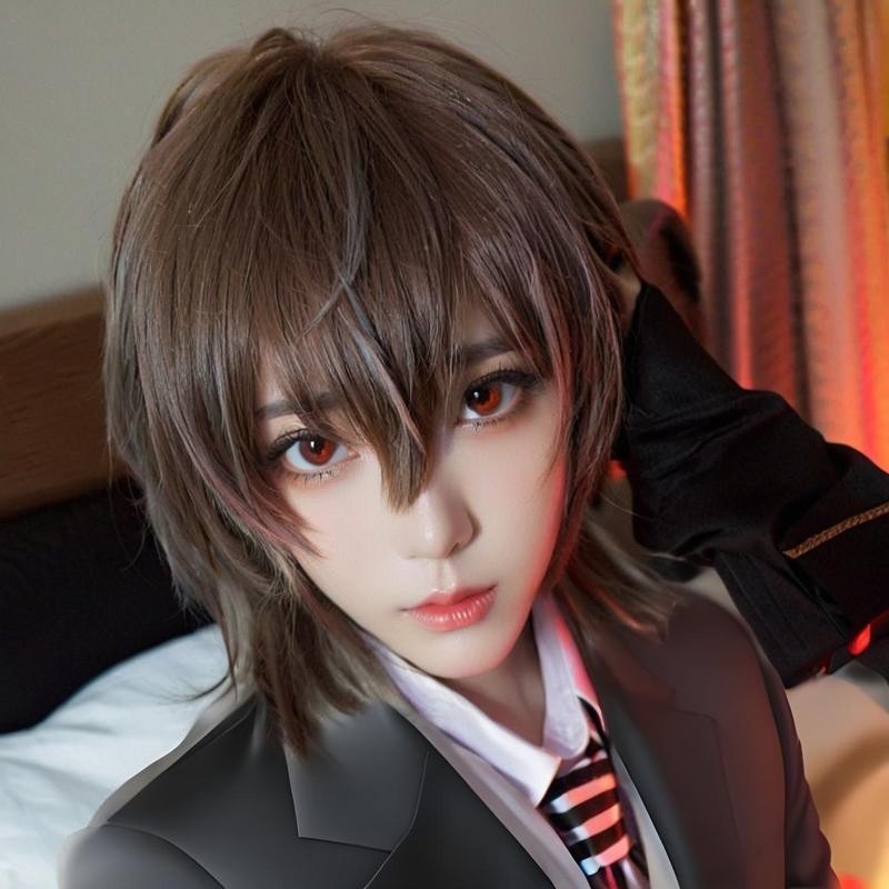 Akichigoro Cos Fake Hair Male Wolf Tail Light Brown Mullet Head Bangs ...