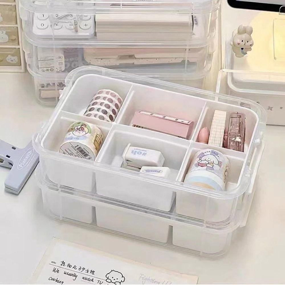 4 Layers Multi-Purpose Handheld Storage Box Large Jewellery Organiser ...