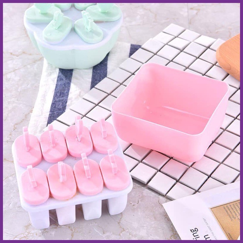 100% 8 Cells DIY Ice Mold Frozen Ice Cream Mold Popsicle Maker Lolly ...