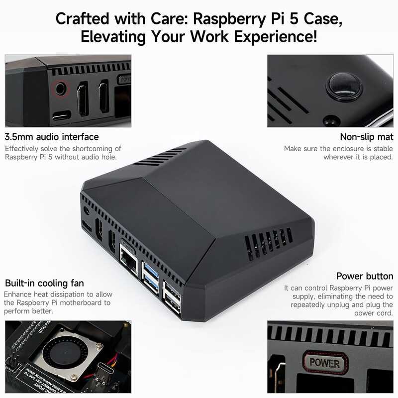 Pi Raspberry Argon ONE V3 Aluminum Alloy Case Kit Bulit-In PWM Fan Full ...