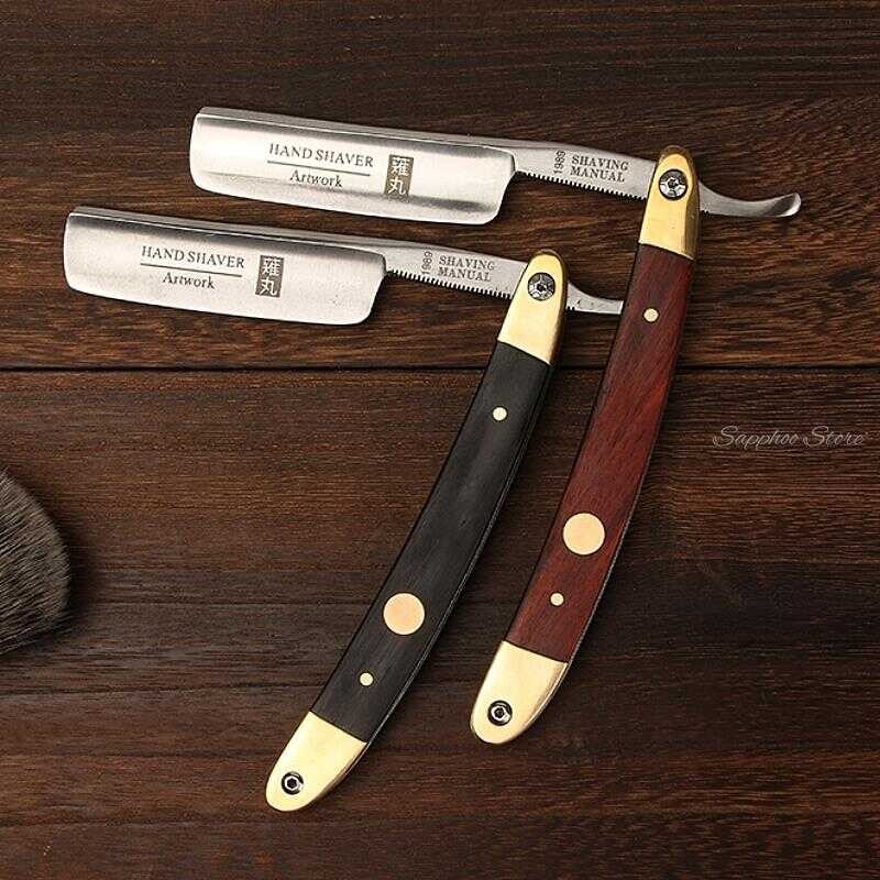 Manual 2 3 Straight Razor Set Japanese High Carbon Steel Natural Wood ...