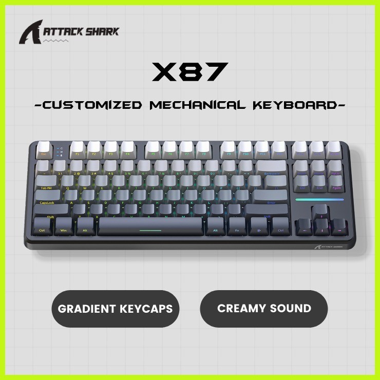Attack Shark X87 Tri-Mode Mechanical Keyboard RGB Hot-Swap Wireless Customized Keybo | Shopee ...