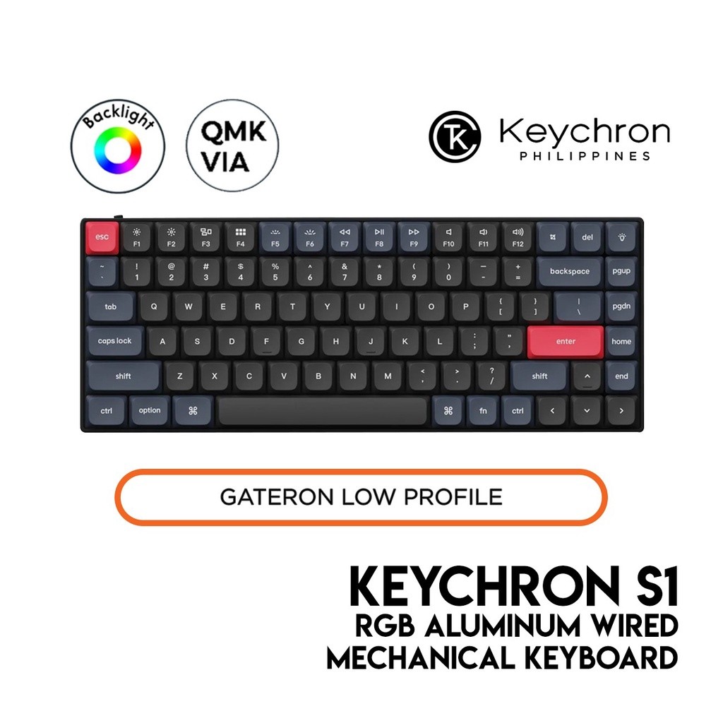 Keychron S1 QMK Custom Mechanical Keyboard (75% Layout, Wired, RGB ...