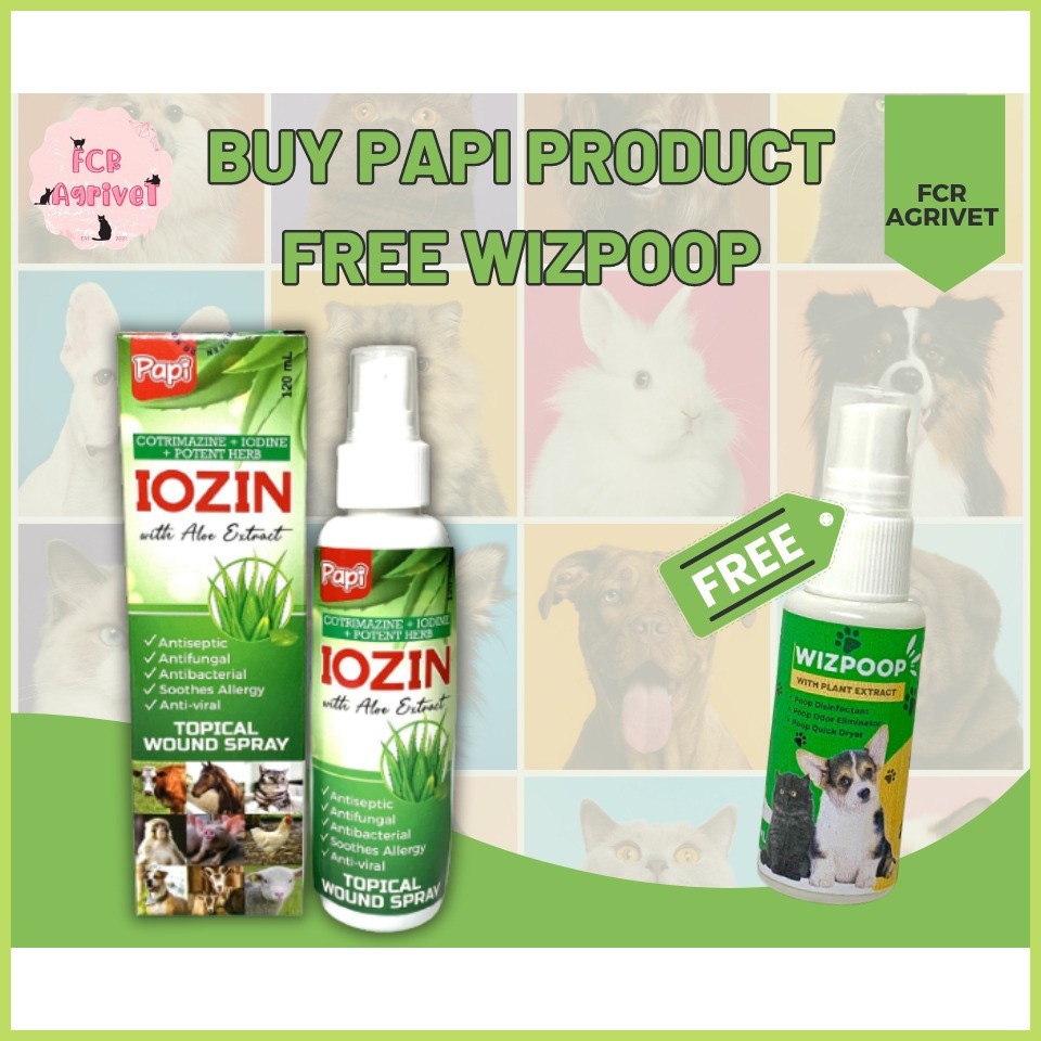 FCR AGRIVET] 1 Box Papi Iozin Wound Spray 120ml with Aloe Extract ...