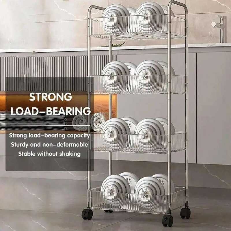 Mobile eca Shelf with Wheel Storage Rack Transparent Acrylic Rolling ...