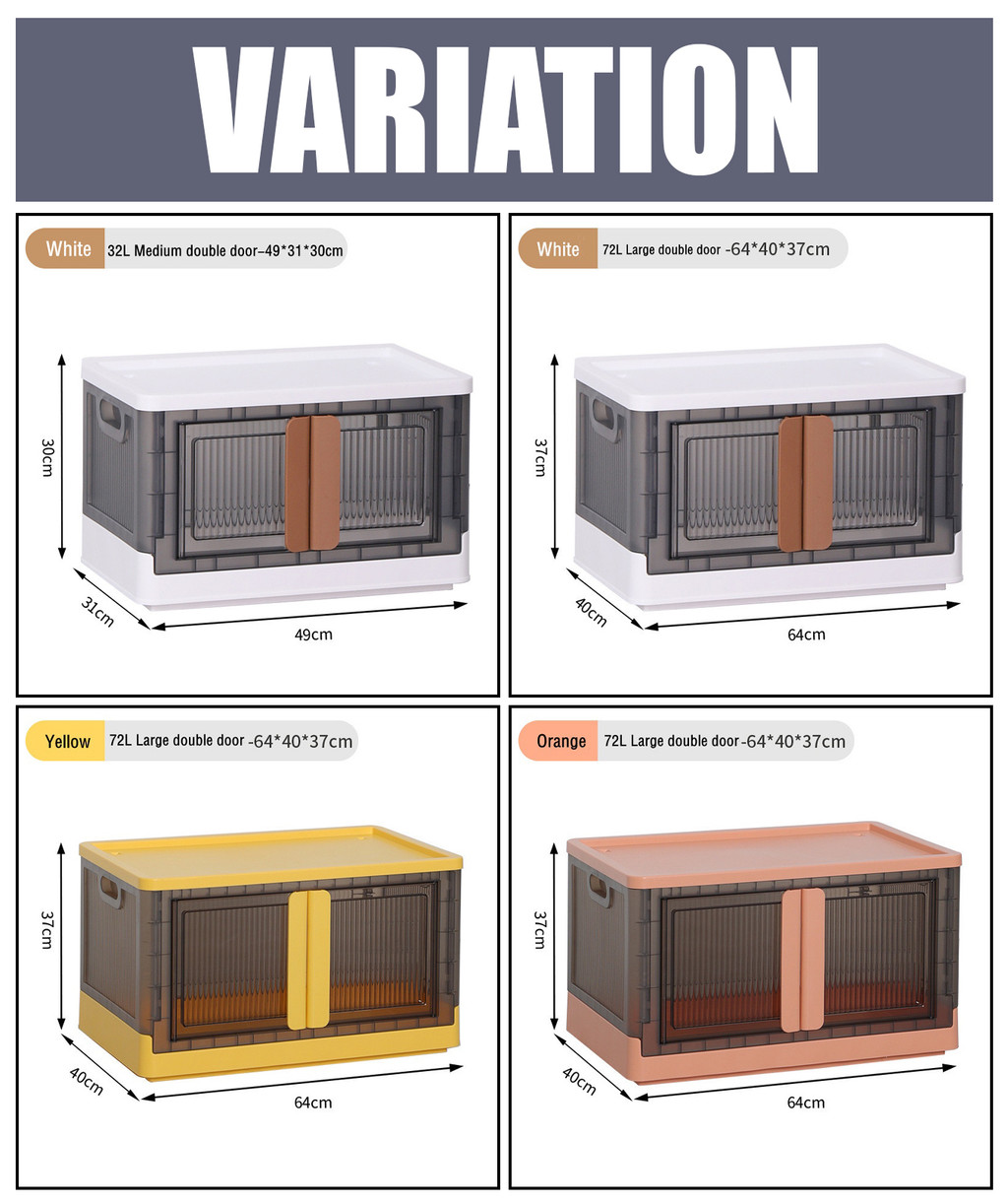 Keep Home 32/72L Storage Box Sorting Box Books Dormitory Clothes Storage Foldable Large Capacity ...