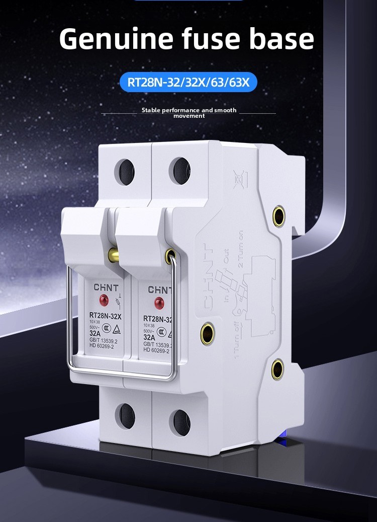 Chint DIN Rail Mount Fuse Holder Base RT28-32X 1P/2P/3P, Ceramic Fuse ...