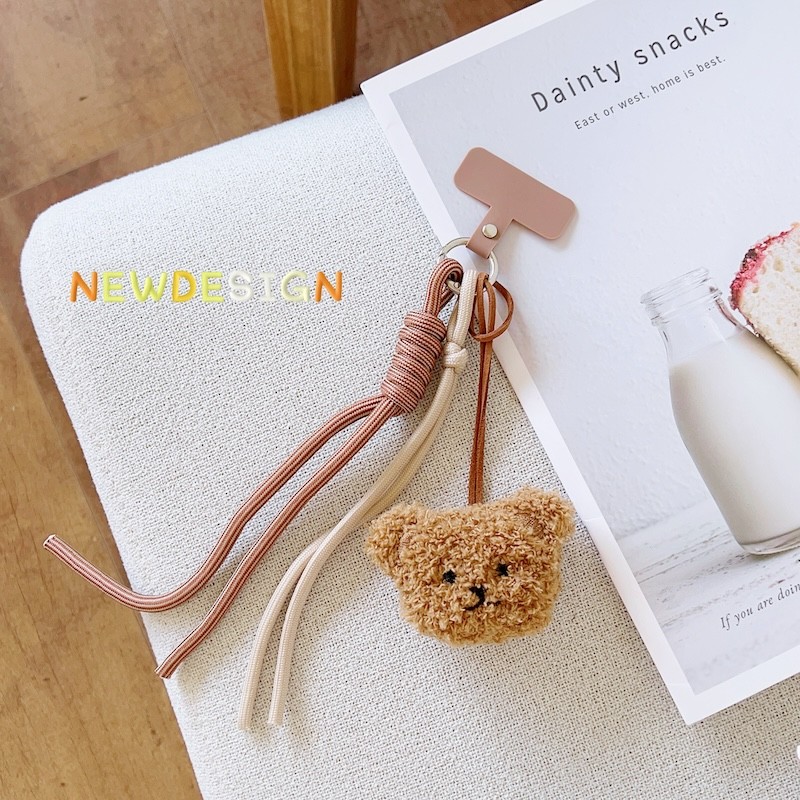 Kawaii Cartoon Plush Bear Phone Chain Fuzzy Luxury Phone Clip Lanyard ...