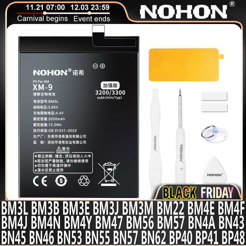NOHON E Battery For Xiaomi Redmi Note 10 Pro 9S 7 Mi 9 SE 8 Lite 9T Mix ...