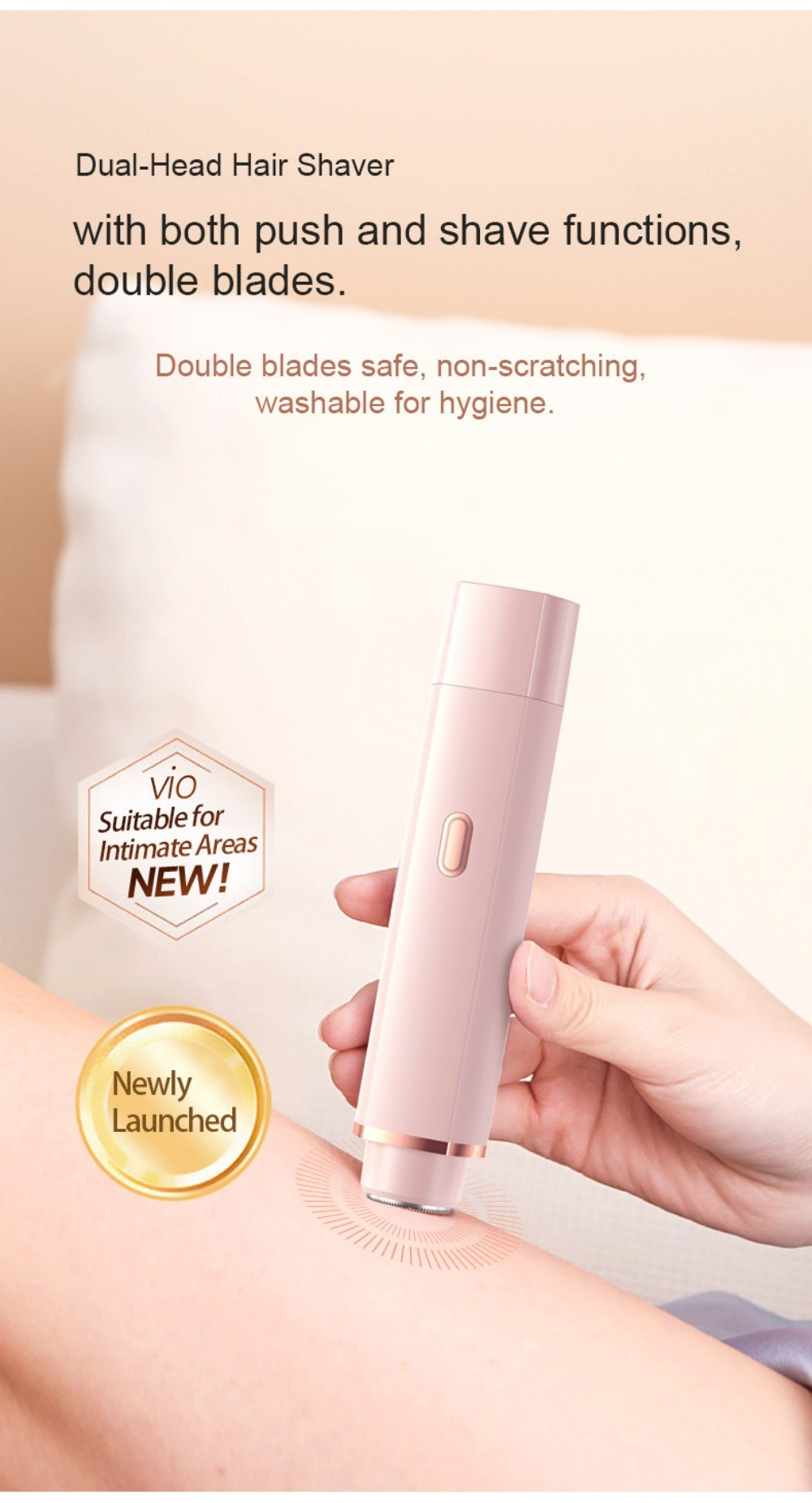 Hair Remover Women's Double Head Shaver Private Pubic Hair Trimmer ...